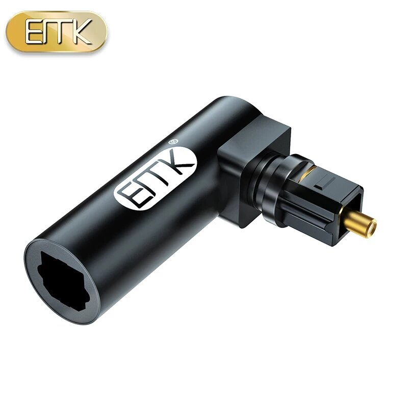 Цифровой оптоволоконный аудиокабель EMK с угловым разъемом, квадратный штекер-гнездо, L-образный, для ТВ, с поворотом