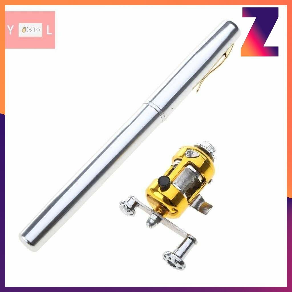 Мини-телескопическая портативная карманная ручка для рыбалки из алюминиевого сплава удочка + катушка
