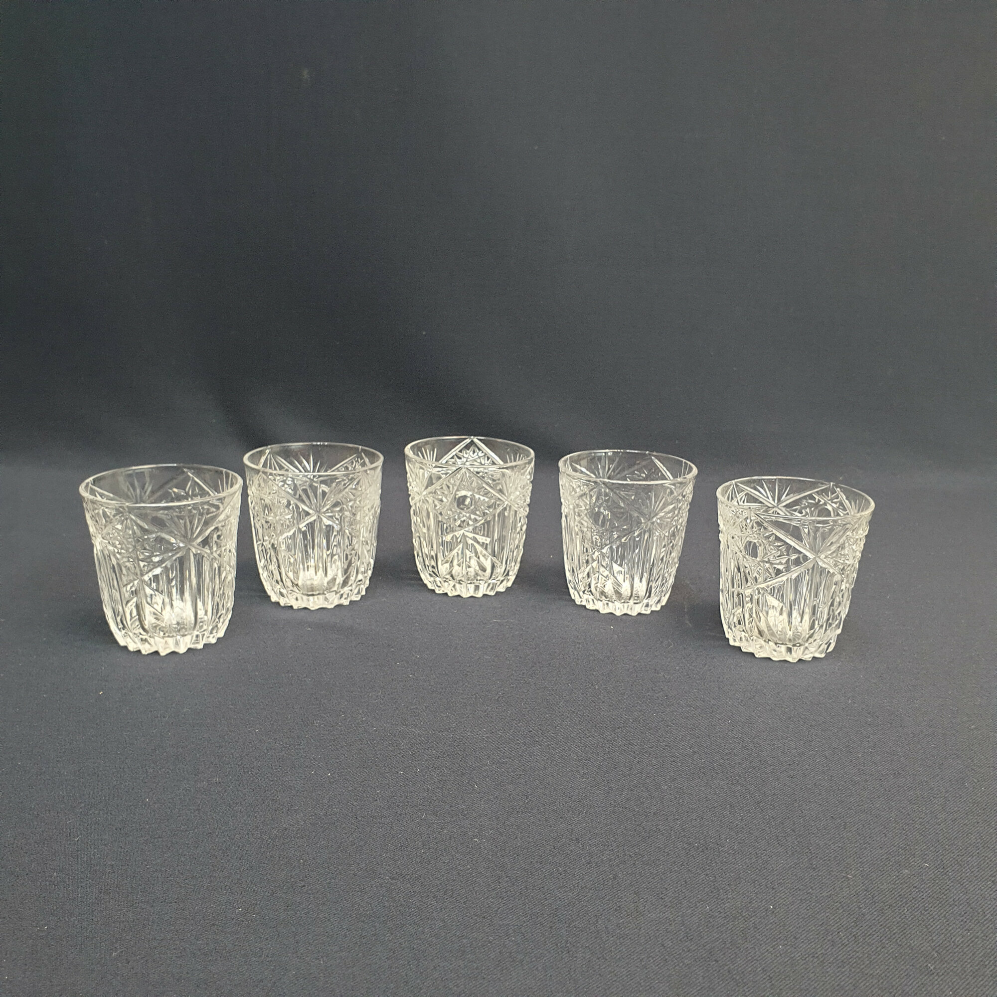 Набор из 5 стопок, хрусталь, 100 см, винтаж, СССР.