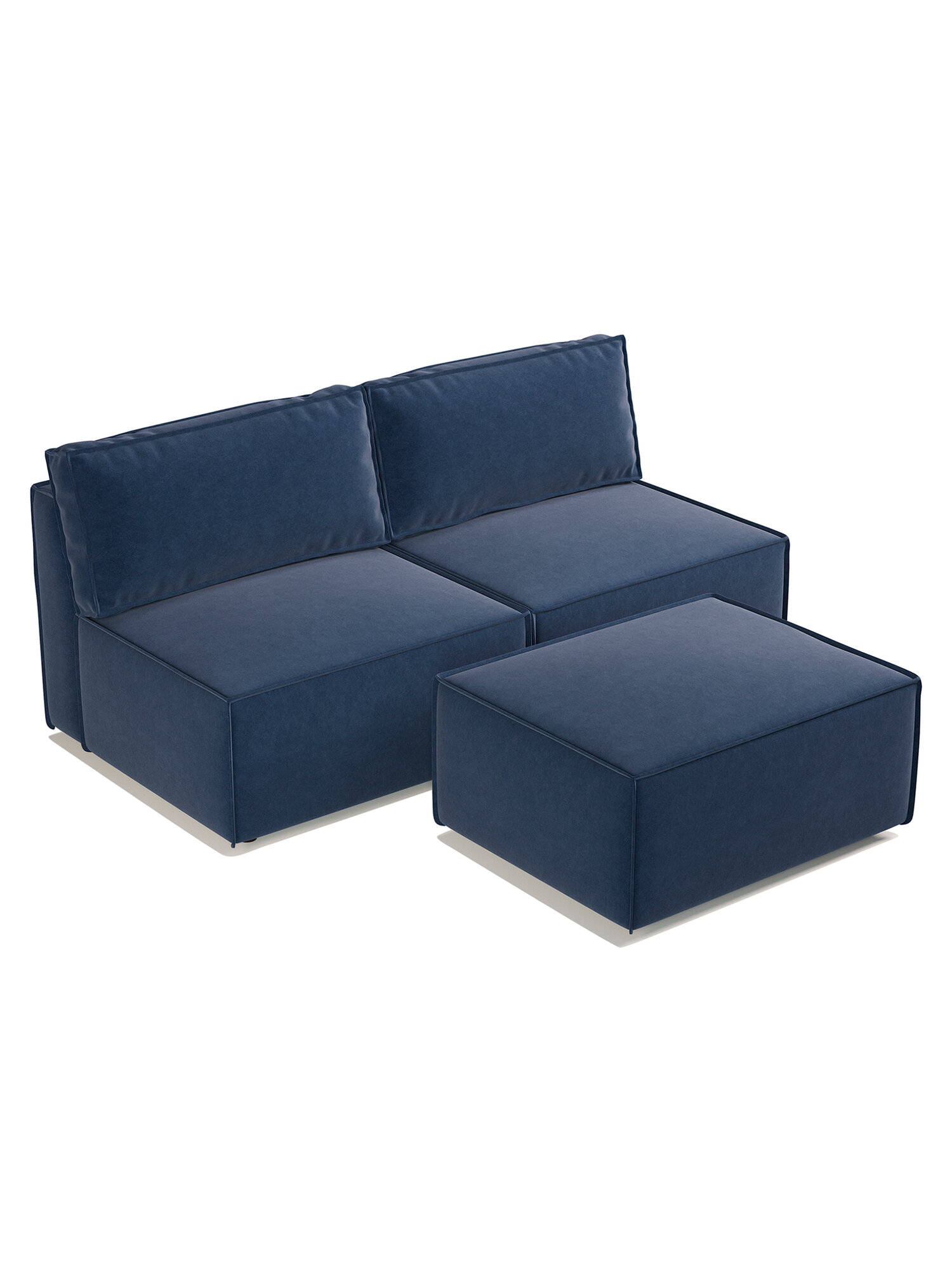 Диван прямой модульный с пуфом Гамма 190х95х70 см НПБ, велюр Ультра миднайт