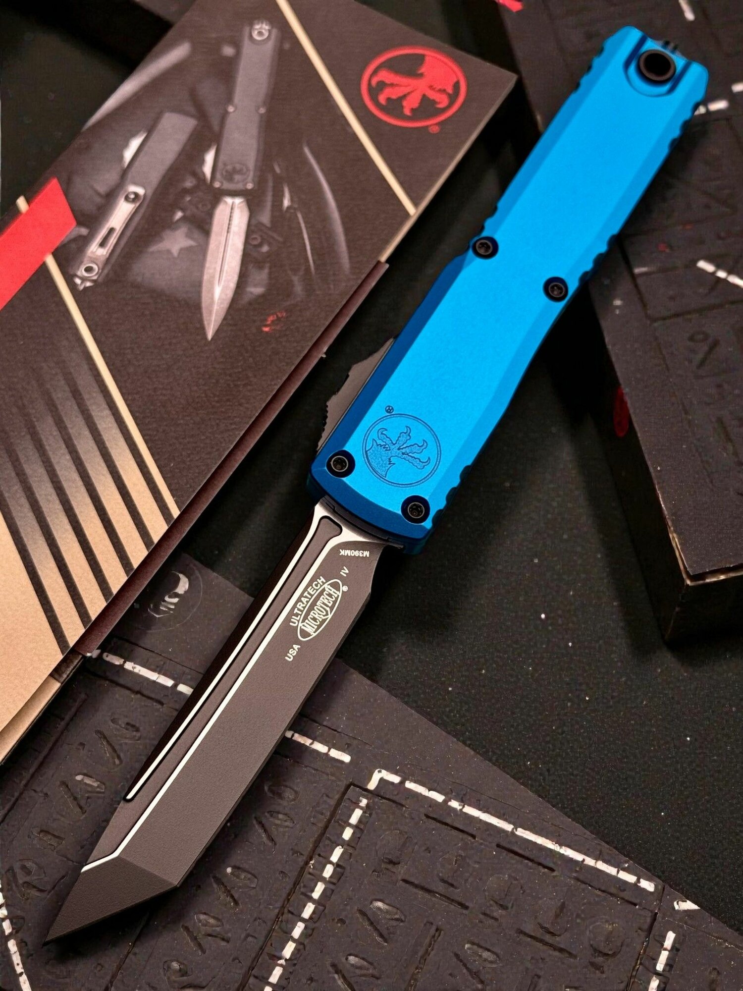Нож складной MicroTech MCT112341BL Ultratech Gen IV, Black Blade, Blue Handle