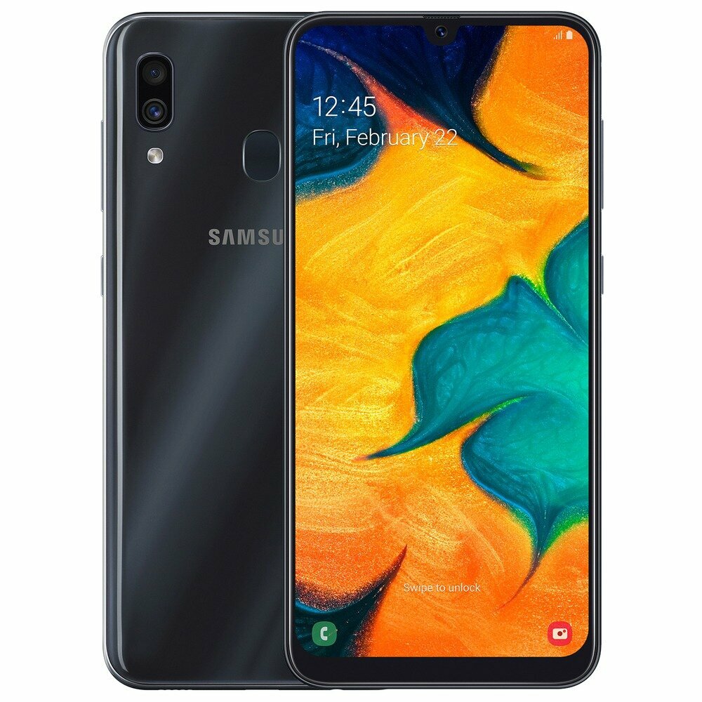 Смартфон Samsung Galaxy A30, 64ГБ, экран 6,4", камера 16Мп, Android