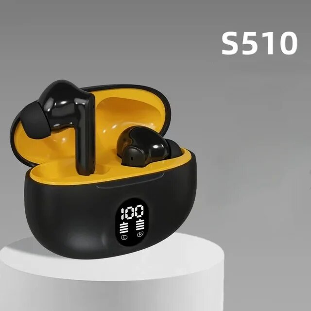 Беспроводные Bluetooth-наушники S510 с сенсорным экраном, HiFi стерео, водонепроницаемые TWS, спортивный светодиодный дисплей, наушники с микрофоном.