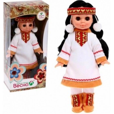 Кукла Эля в костюме народов Севера Весна, 30 см пластмасс.
