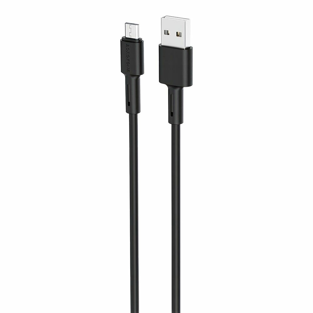 Кабель USB - микро USB "Borofone BX31 Soft" 1м, круглый, 2.4A, силикон, цвет: чёрный