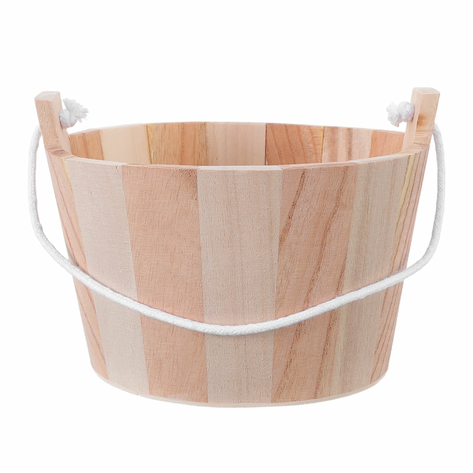 Деревянное ведро для сауны с кристаллической солью и ручкой из натурального каната для банных процедур