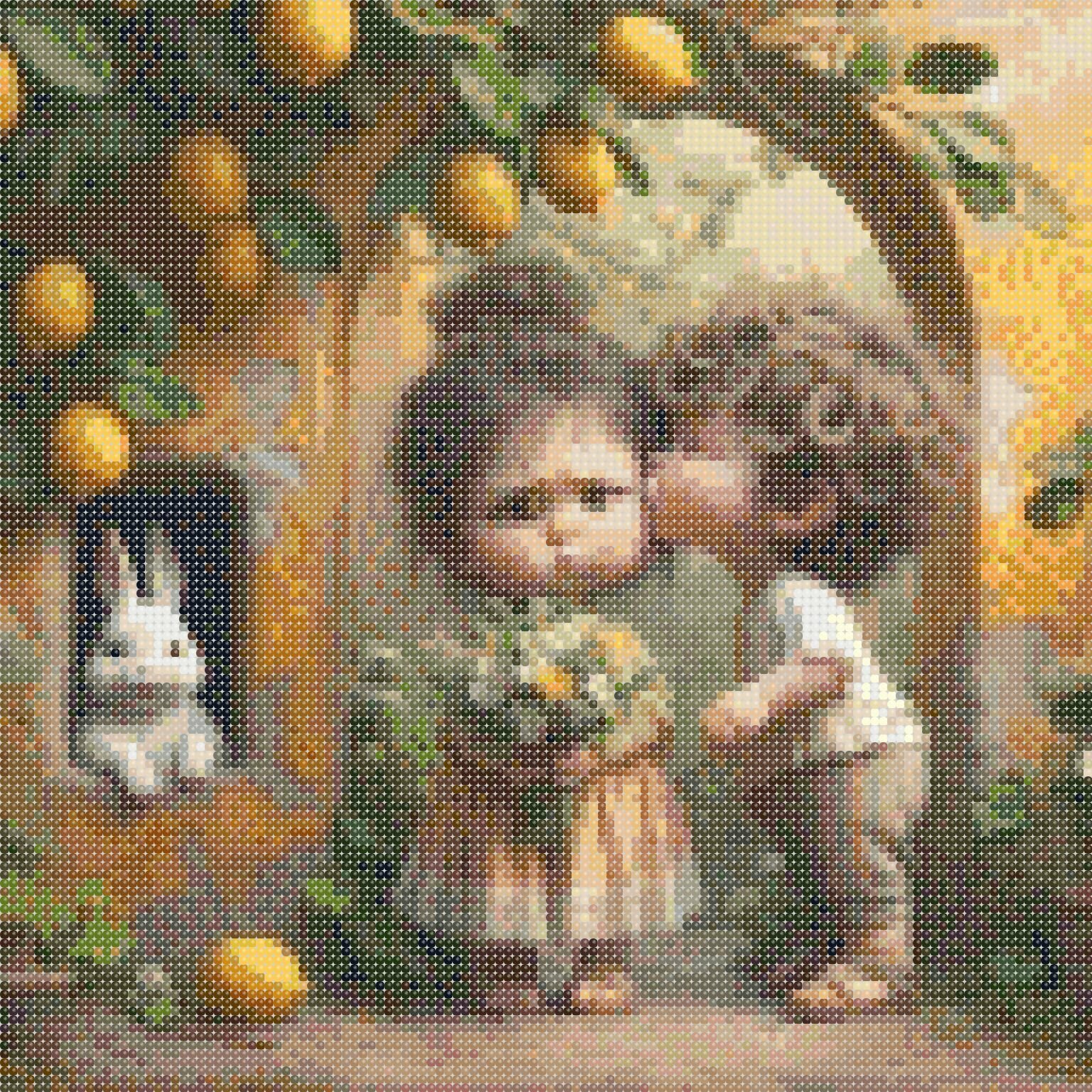 Схема вышивки бисером Поцелуй (на бумаге, без бисера и ткани) 128х128 стежков (25х25 см) 64 цвета