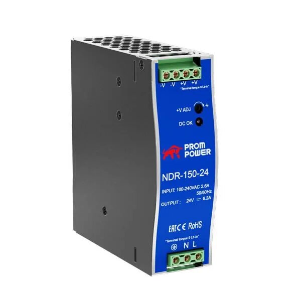 Импульсный блок питания PPOMPOWER NDR-150-24, в металлическом корпусе