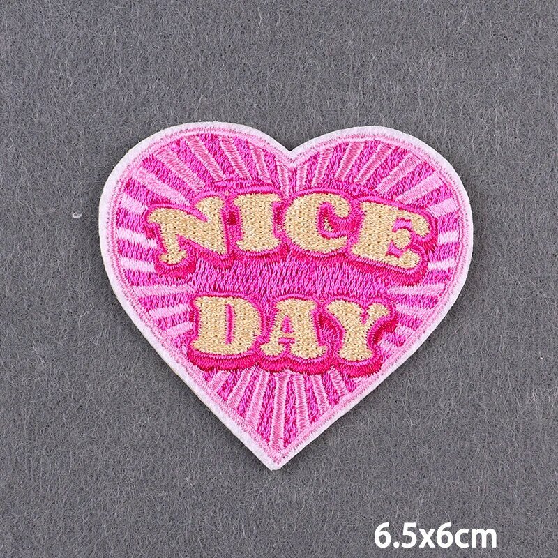 Нашивка сердечко "Nice Day" розовый, PE10141CT