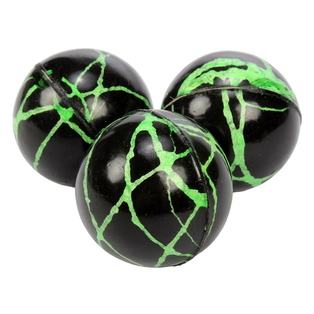 Мяч каучуковый 45 мм, черный с зеленым узором, 4 шт, для активных игр