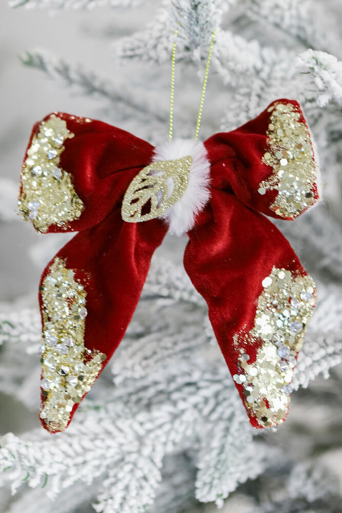 Ёлочное украшение бант дебби, текстиль, красный, 15 см, Due Esse Christmas XNA22025652