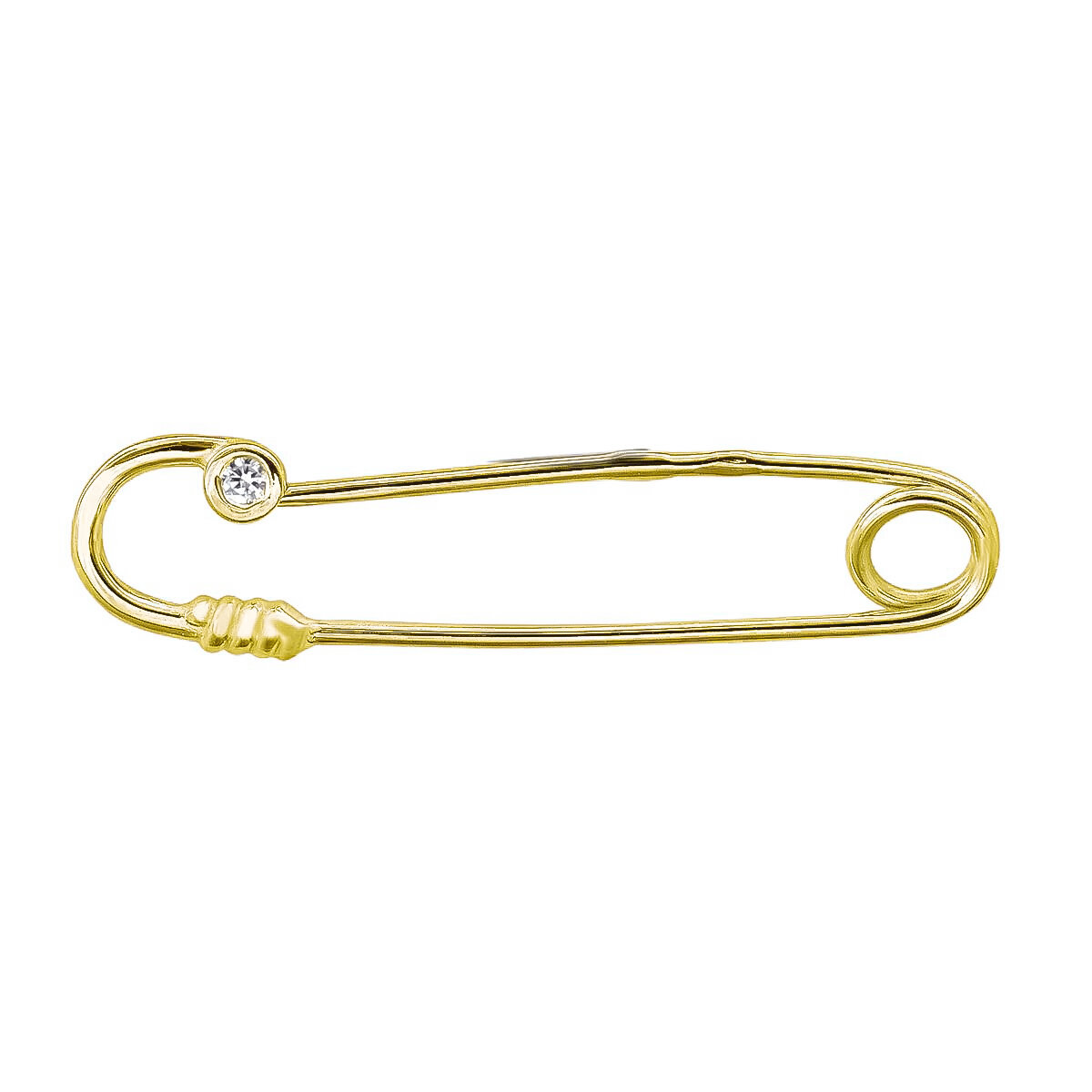 Брошь, желтое золото, 585 проба, фианит