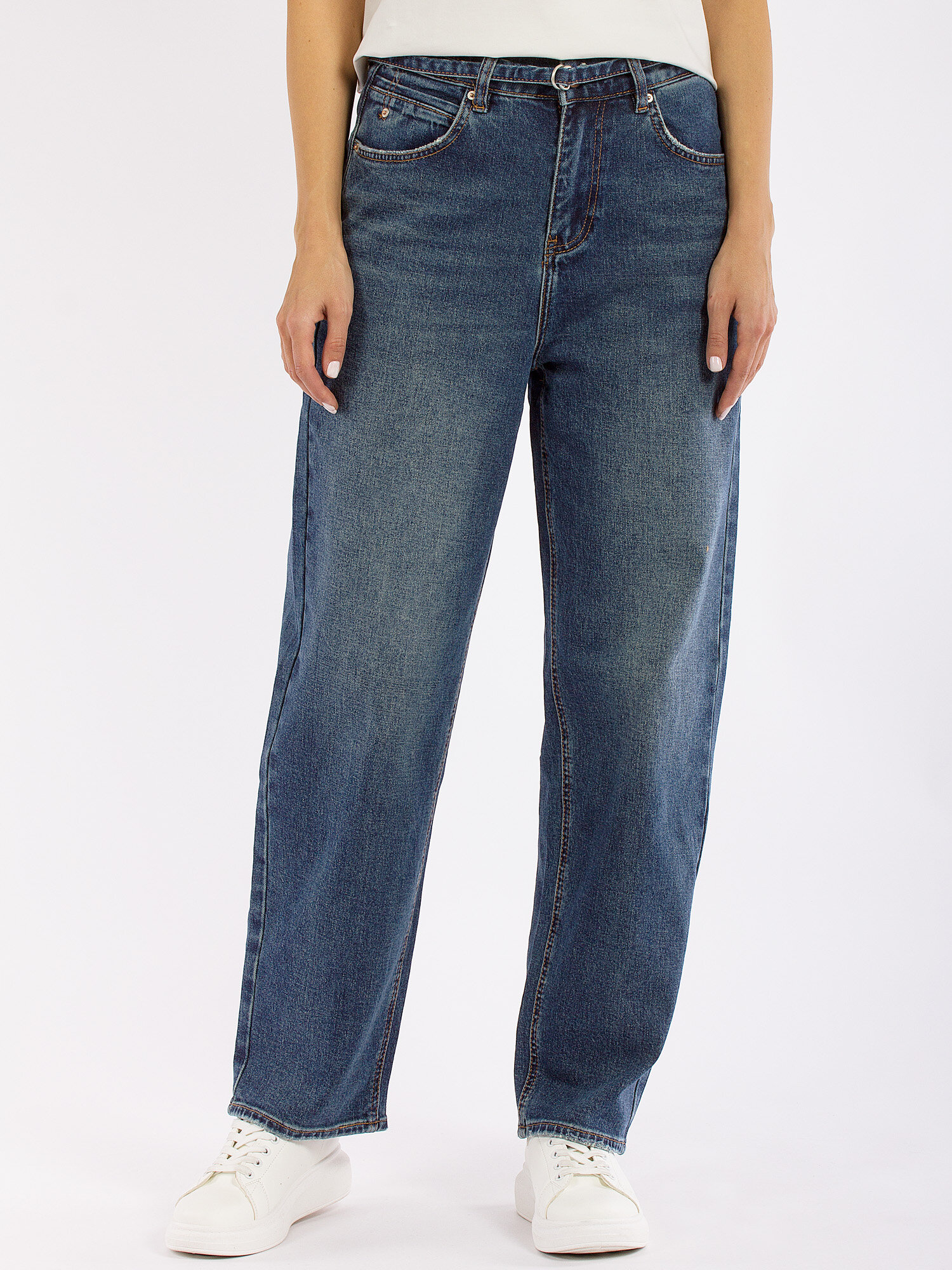 Джинсы багги женские,завышенная посадка mom fit, свободный крой 