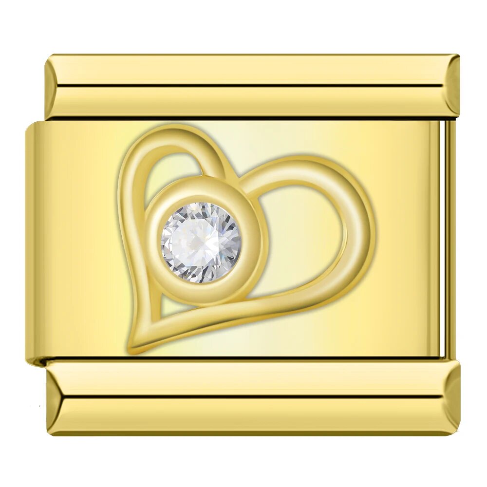 Шарм Hapiship сердце с кристаллом, нержавеющая сталь 9 мм, DJ2006 NO 12