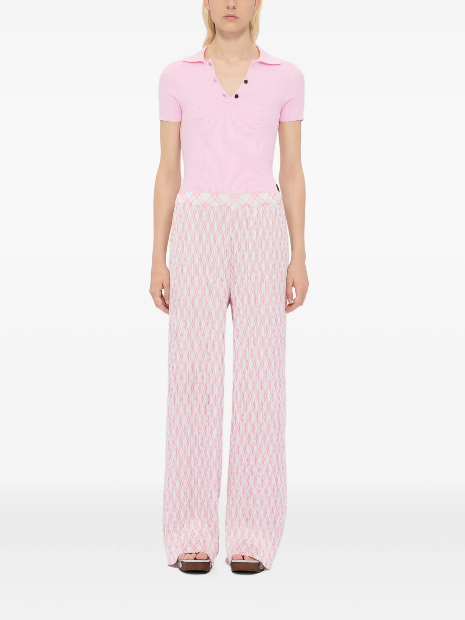 Брюки MSGM Pleated checked trousers, размер 42, белый — фото 1