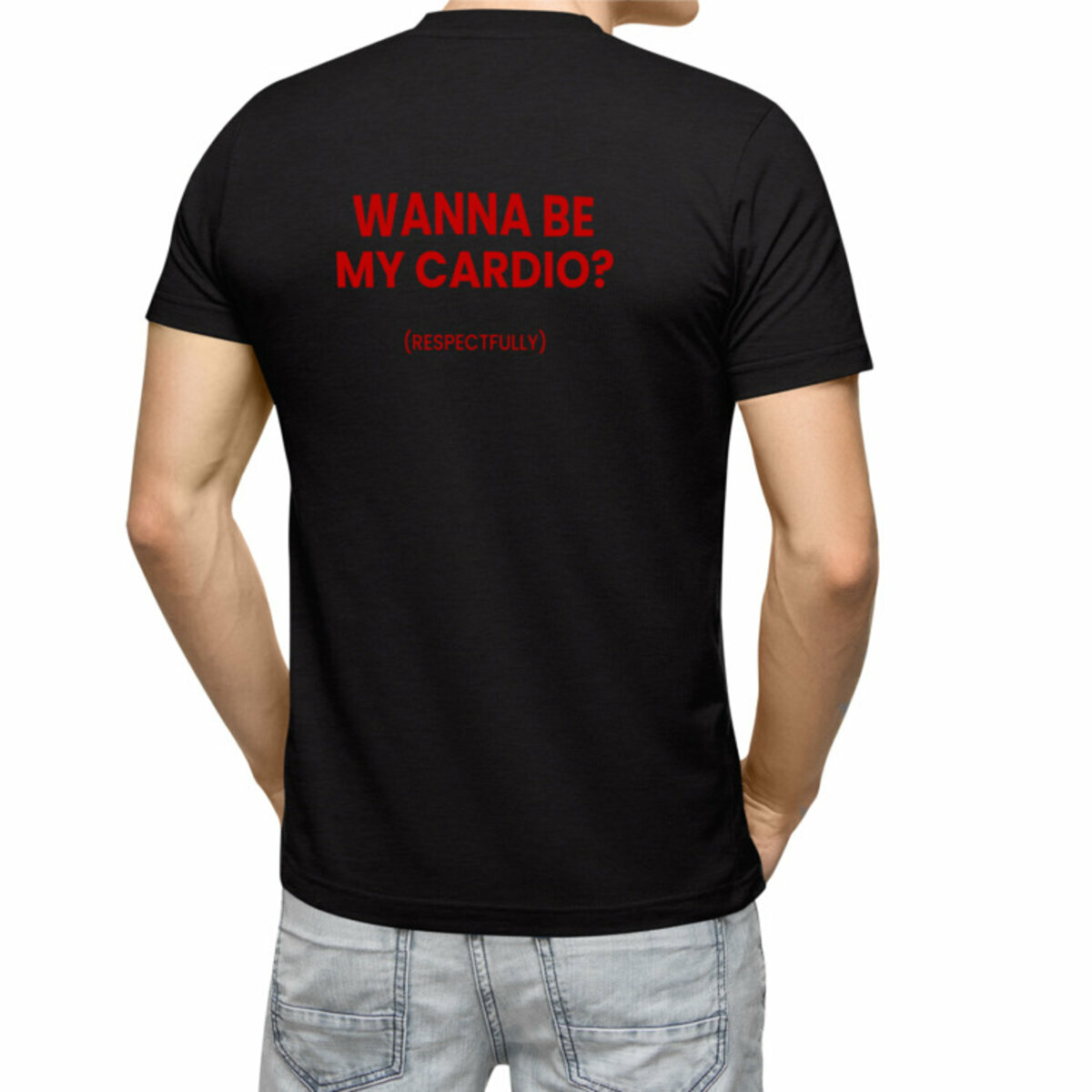 Мужская футболка «wanna be my cardio фитнес качалка пауэрлифтинг» (черный, 3XL)