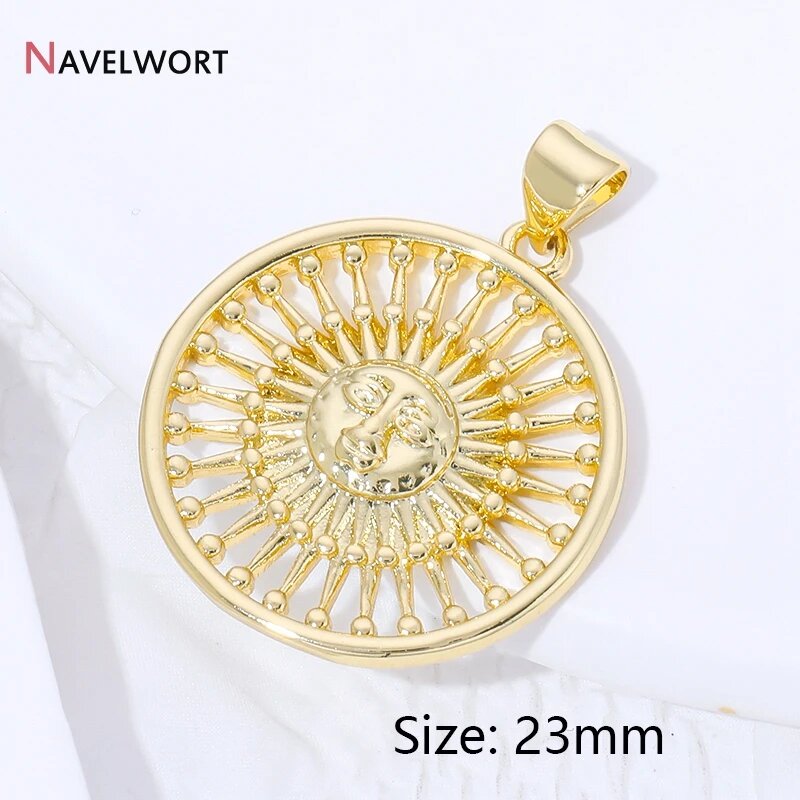 Подвески-шармы солнце латунь золото 18K для женщин 1 piece, 18K gold plated