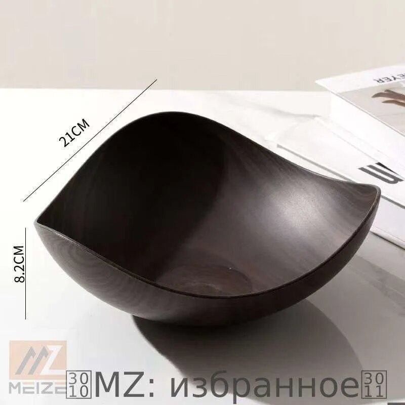 Конфетница деревянная, диаметр 21 см, 1 шт, черного цвета