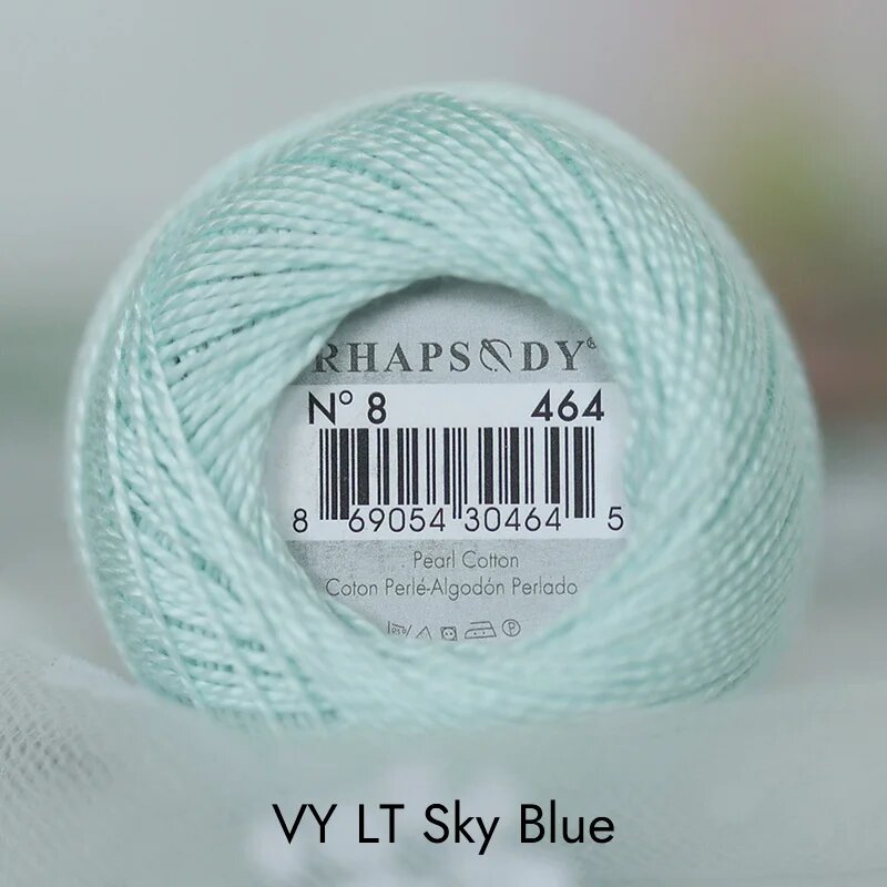 Хлопковые нитки Rhapsody размер 8 египетский жемчуг 2 шт 464 VY LT Sky Blue
