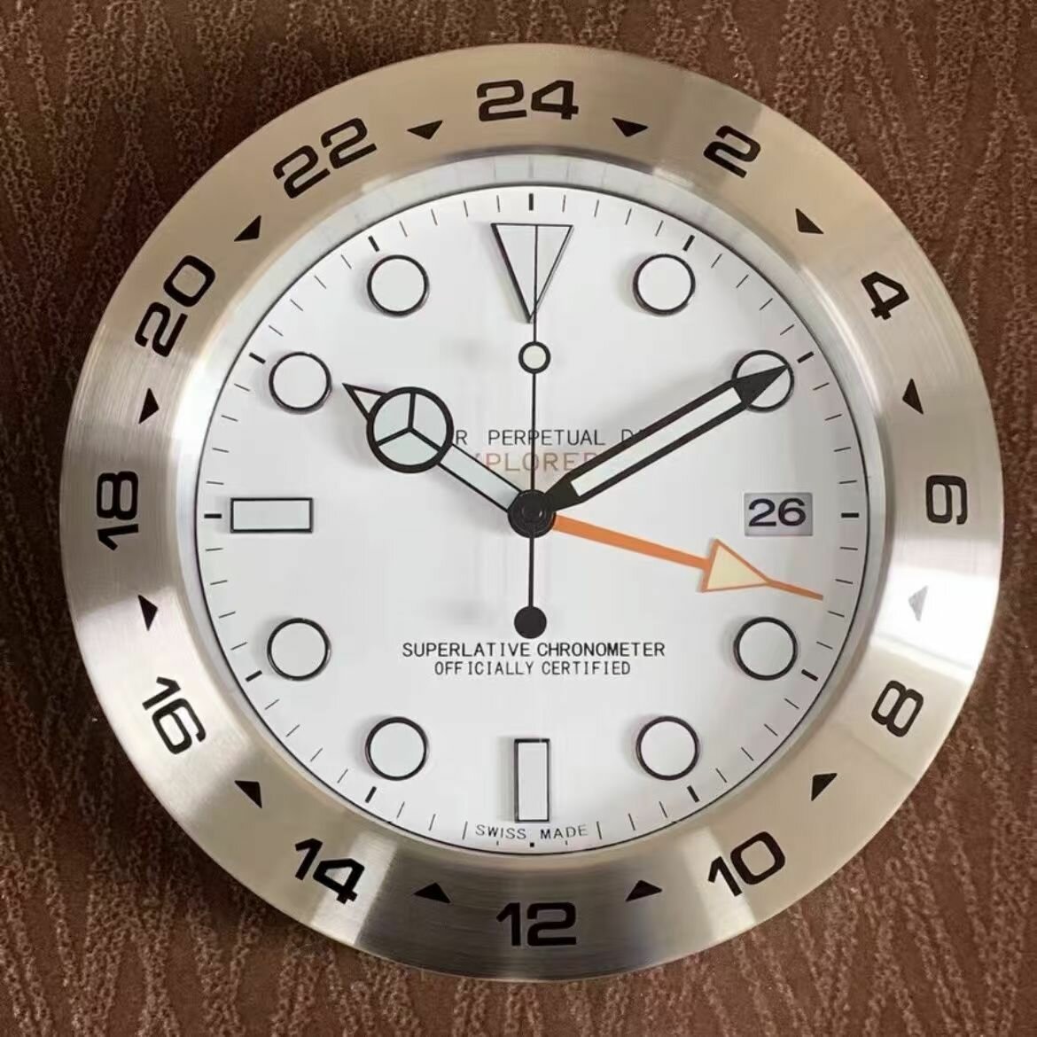 Настенные часы Rolex Shenzhen Swiss 14inch в металлическом корпусе со светящейся бесшумной залом, подходящие для