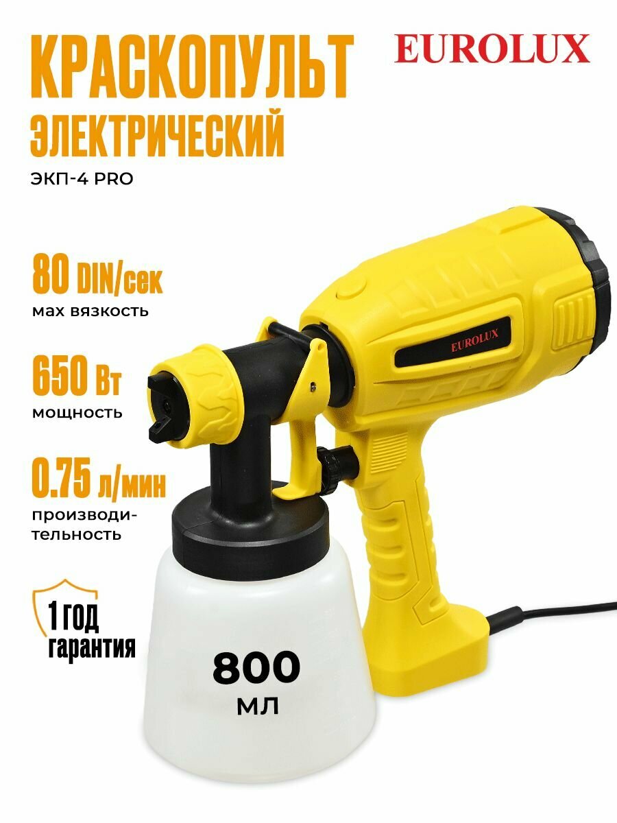 Краскопульт электрический 650 Вт ЭКП-4 PRO Eurolux