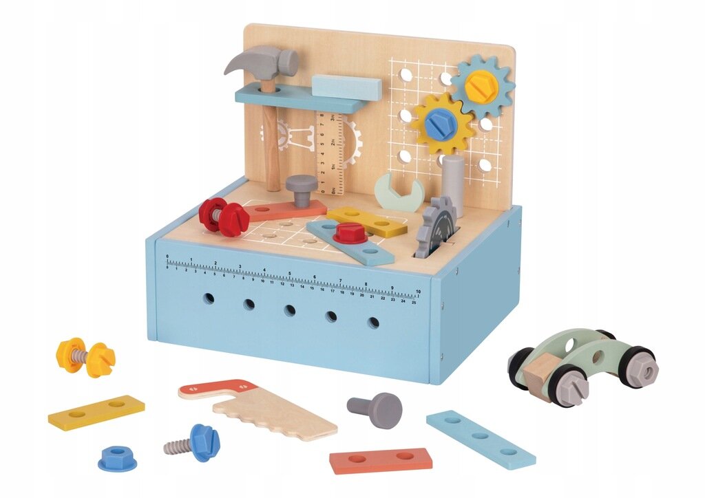 Деревянный игровой набор Tooky Toy - Мастерская в виде ящика с инструментами - TP527