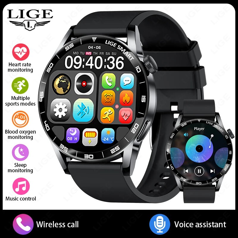 Умные часы LIGE 2026 Black