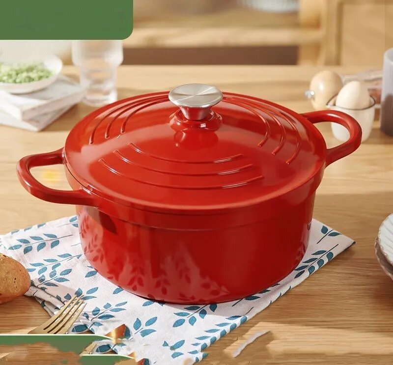 Сотейник Эмалированный горшок горшок, Красный 5.1 л, 28 см, для индукционных плит