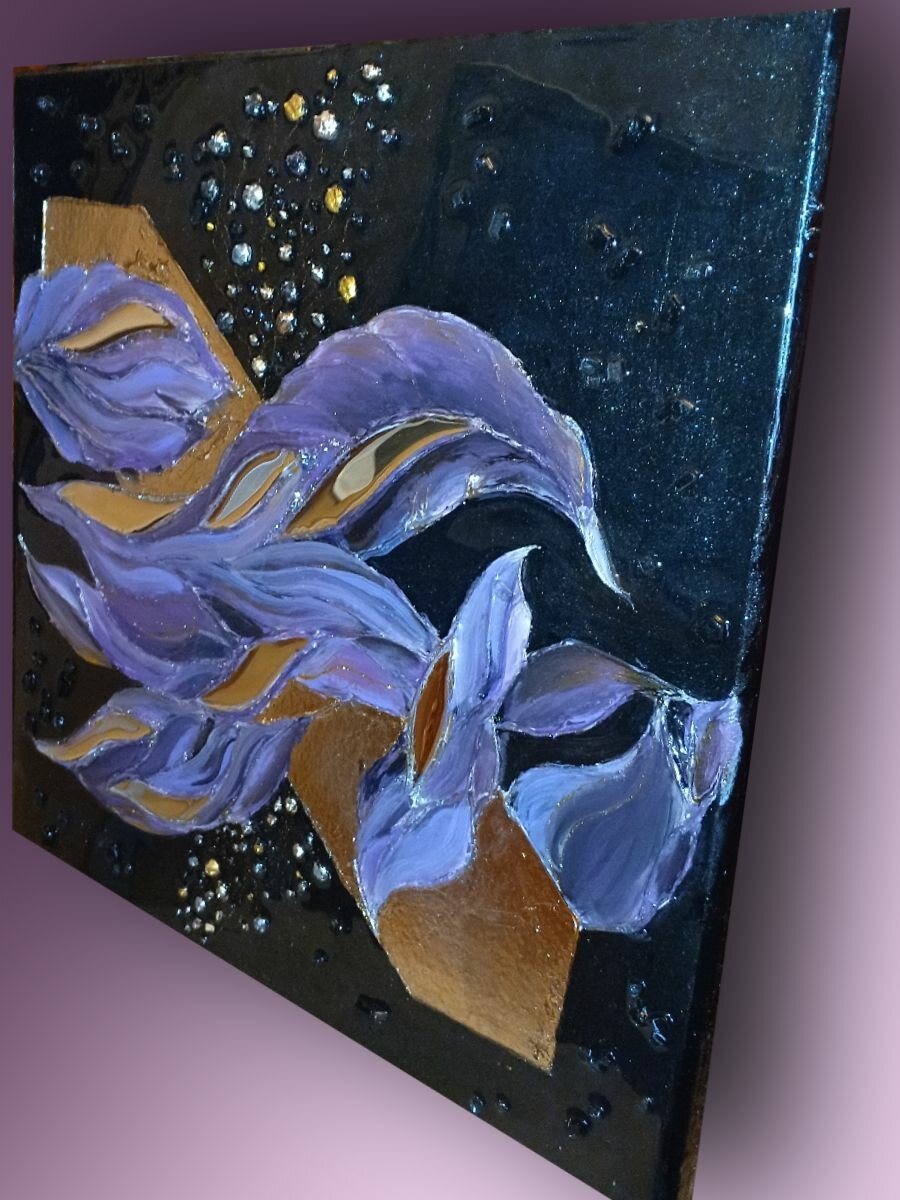 Зеркальная картина "Лепестки". Ручная работа. Размер 45х45 см