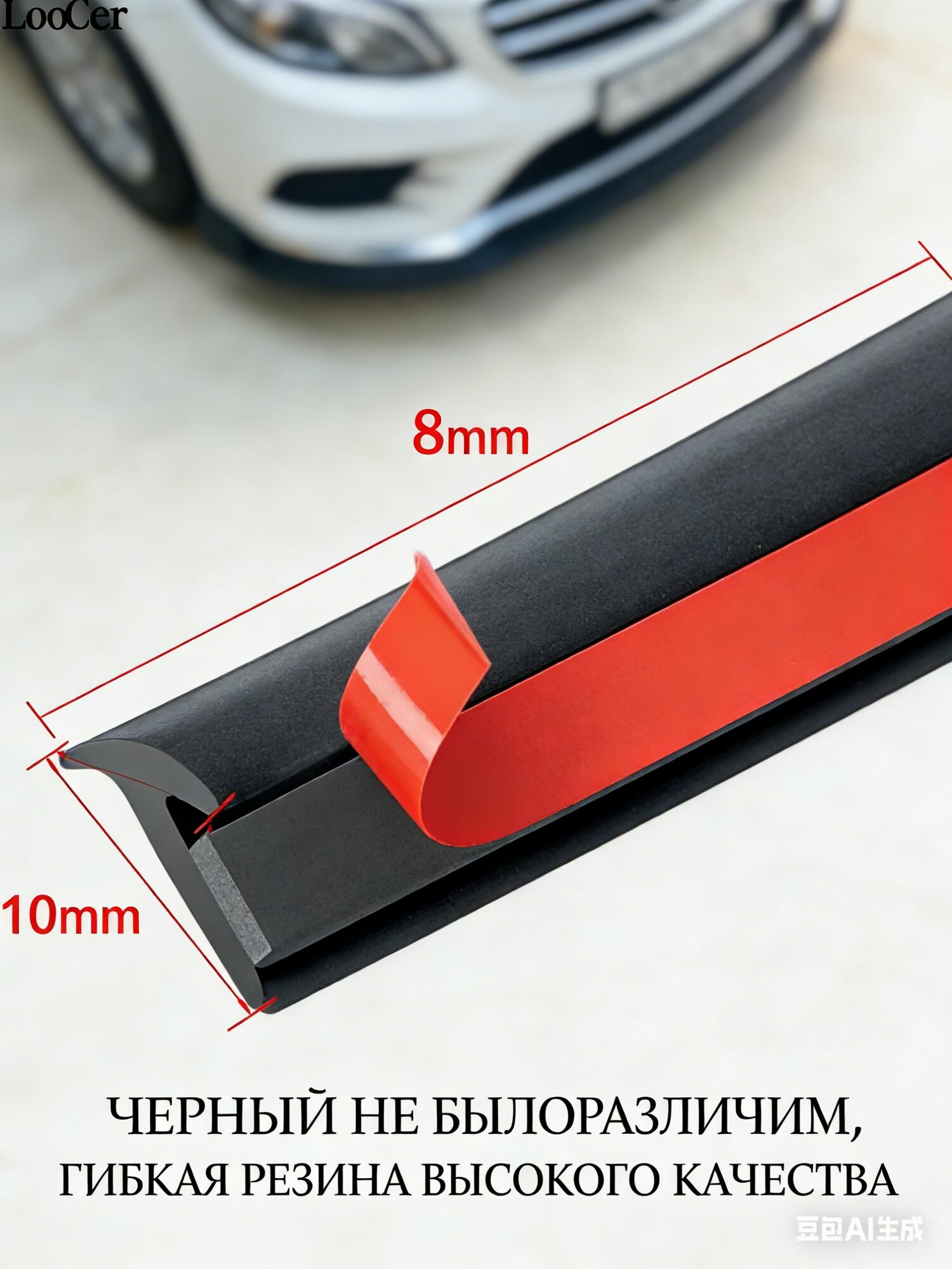 Резиновый уплотнительный молдинг 5 м, 8 мм с клейкой лентой — для порогов, бамперов и арок, защита и стайлинг