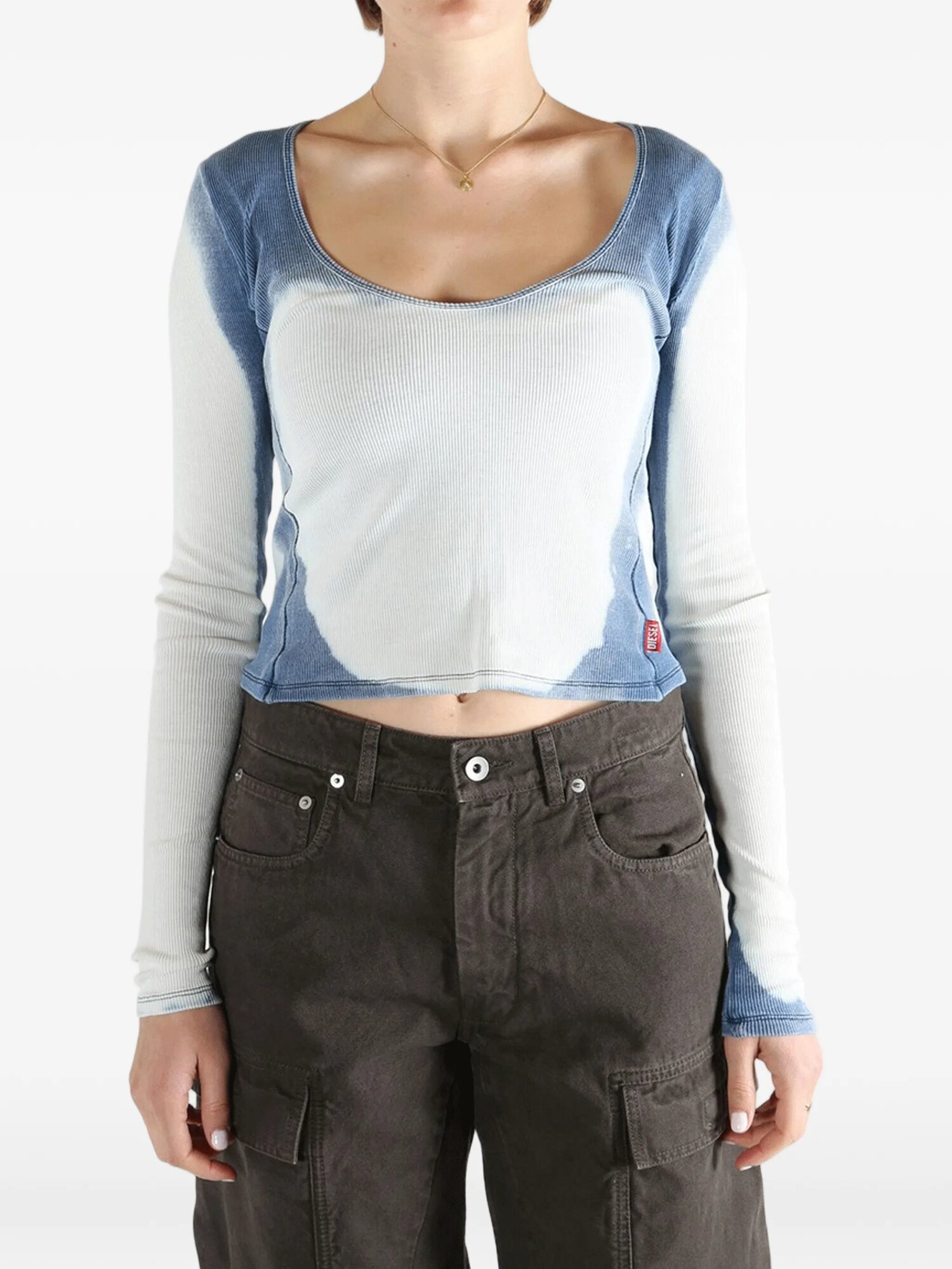Топ DIESEL Long-sleeves top, размер S, белый — фото 1