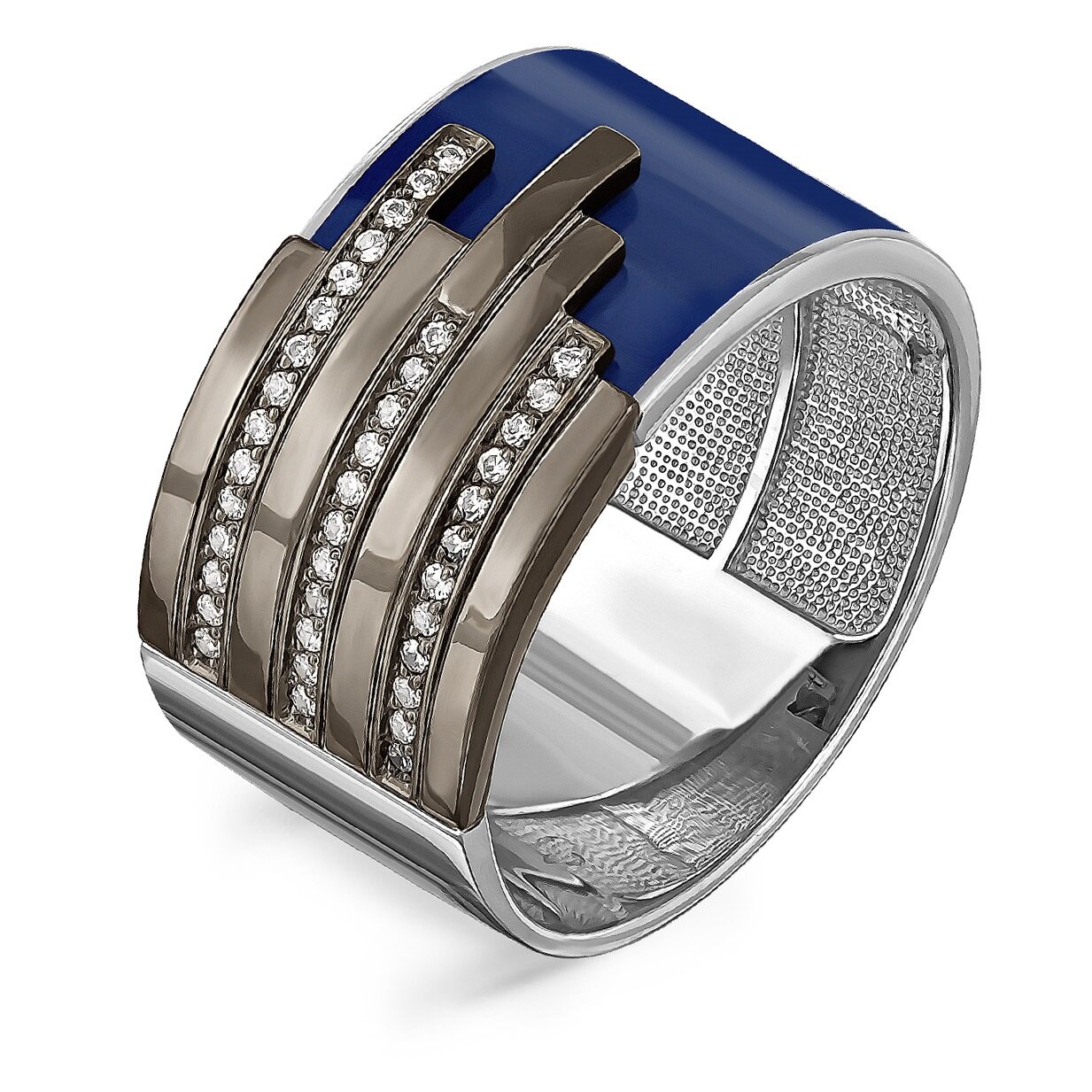 Кольцо ОРИЕНТАЛЬ, серебро, 925 проба, родирование, керамика, эмаль, фианит