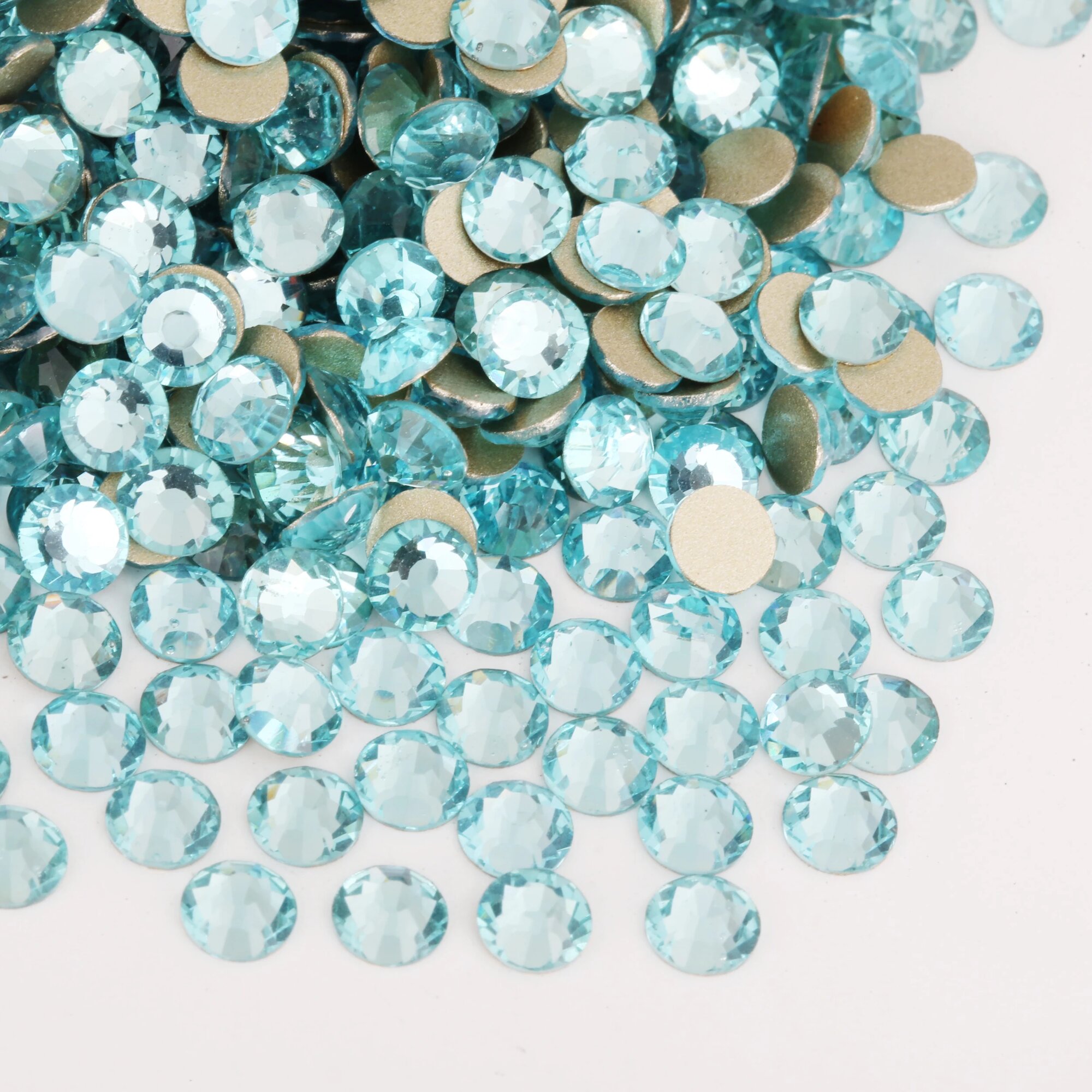Золотые стеклянные стразы для декора SS16-1440pcs, Голубой, Aquamarine