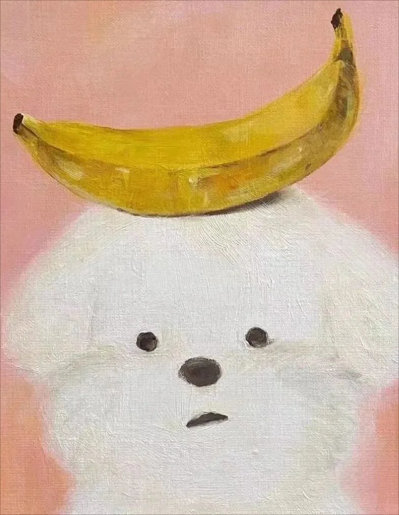 Картина "Собачка с бананом" 10x15см, T80054-10