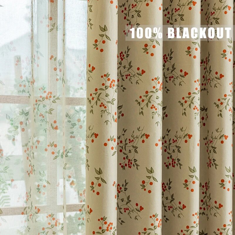 Шторы Blackout 135x160см, Style A, растительный принт