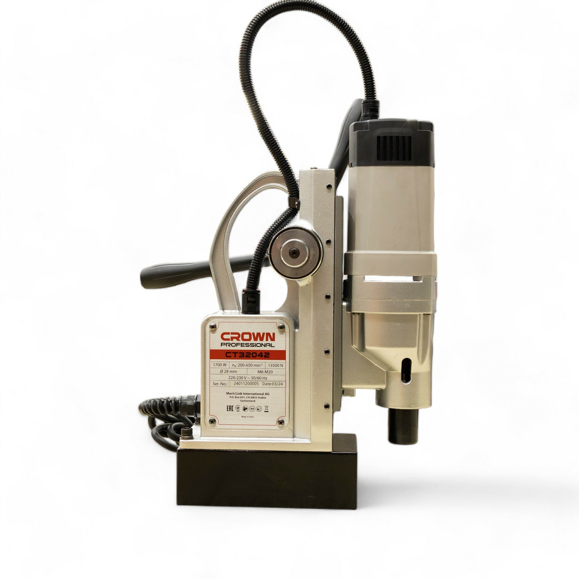 Станок сверлильный 1700Вт 220В 100-650об/мин на магнитном основании CT32042 BMC CROWN