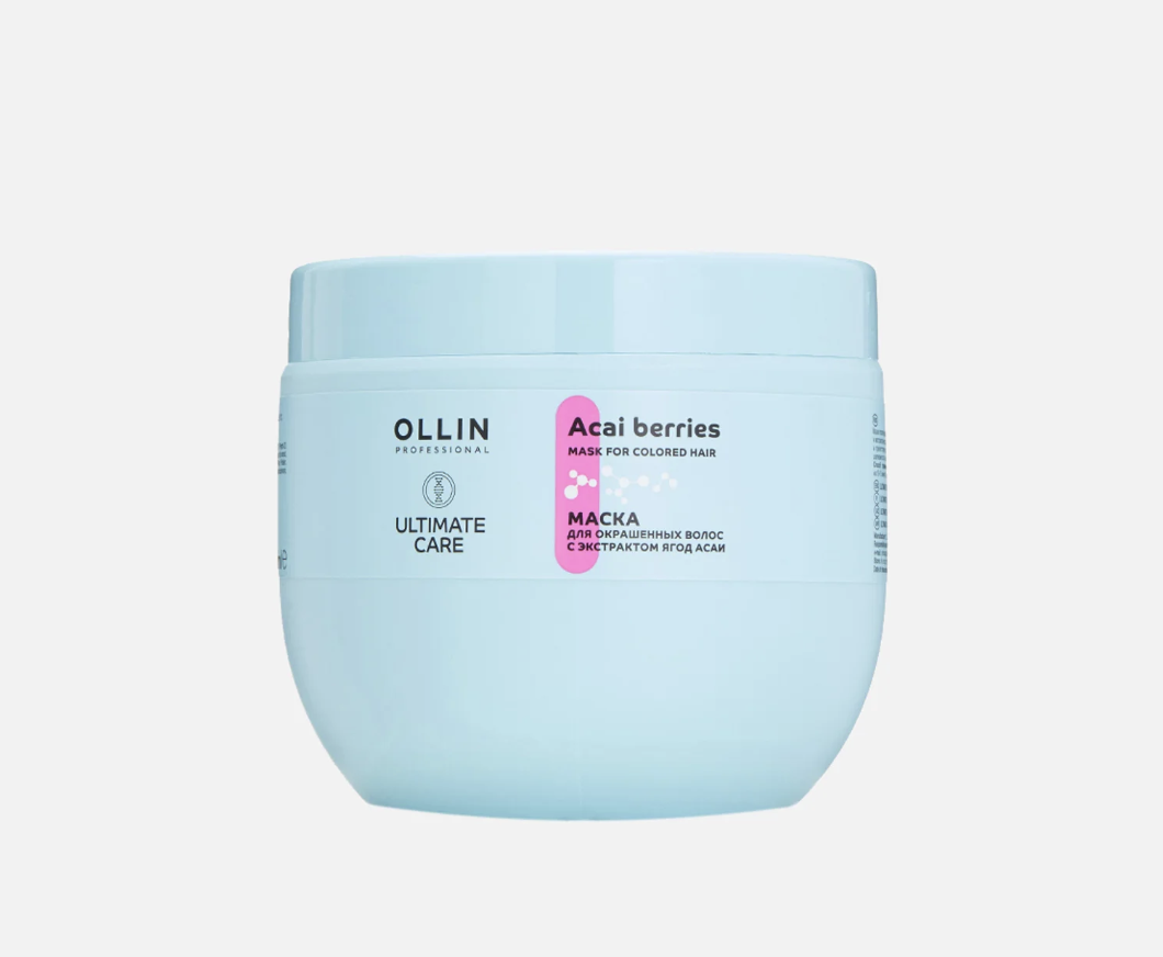 OLLIN PROFESSIONAL Маска для окрашенных волос ULTIMATE CARE защита цвета с экстрактом ягод асаи 500 мл