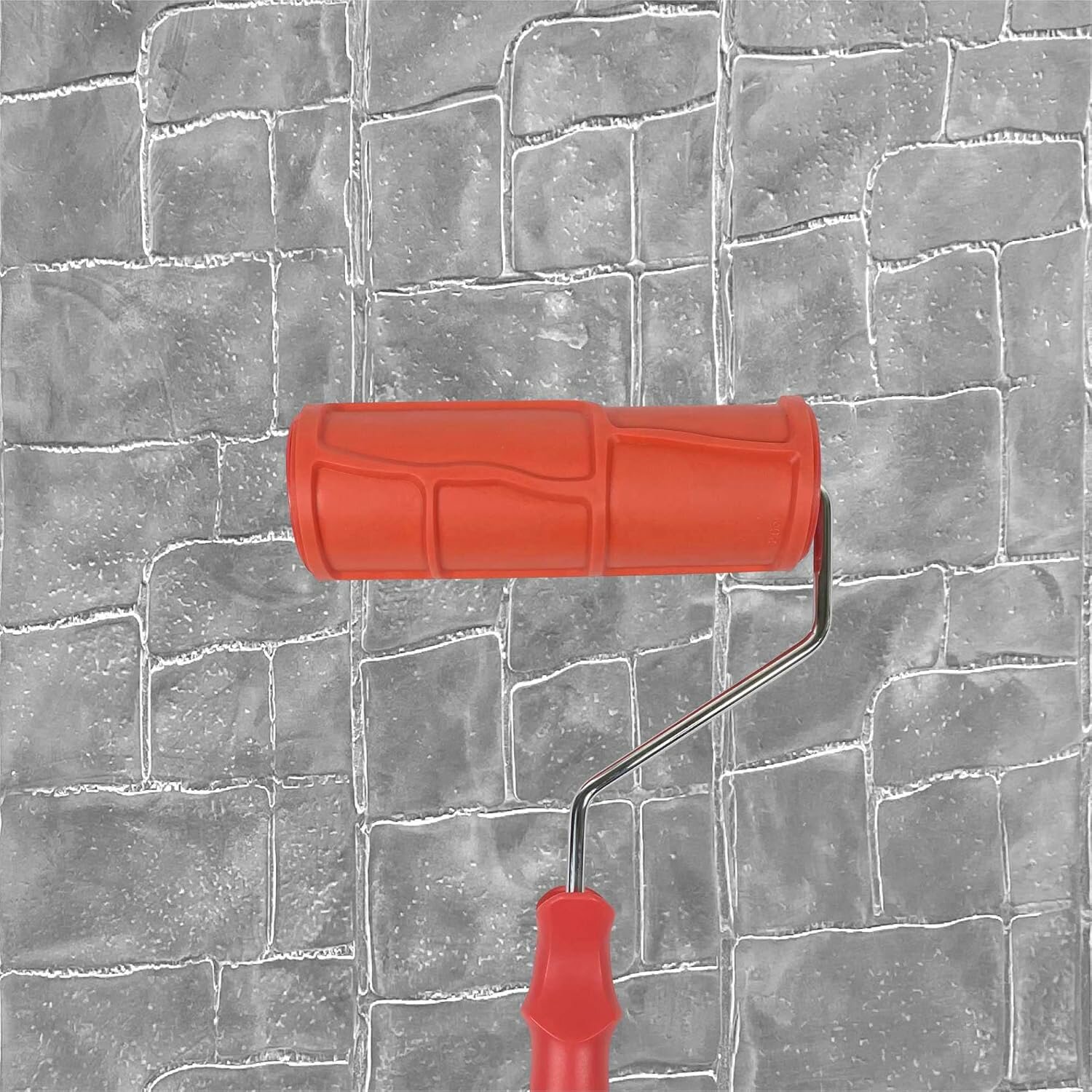 Фактурный валик для декоративной штукатурки с эффектом "Кирпичная кладка" с ручкой