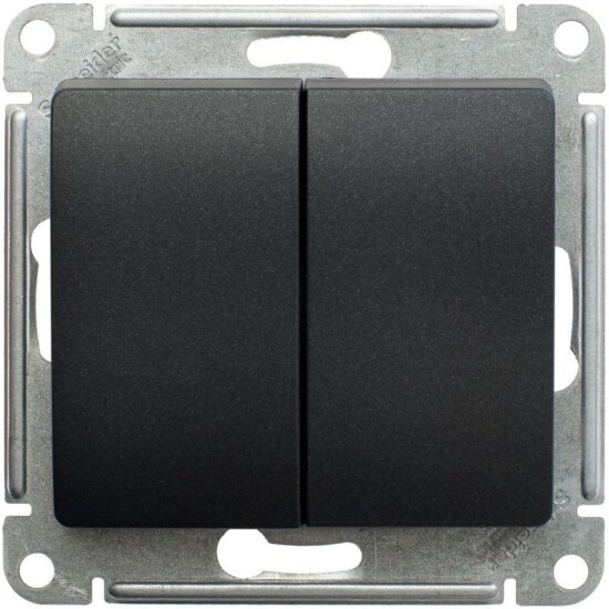 Переключатель Systeme Electric (schneider Electric) SCHNEIDER ELECTRIC 2-клавишный, сх.6, 10АХ SE Glossa, Антрацит, GSL000765