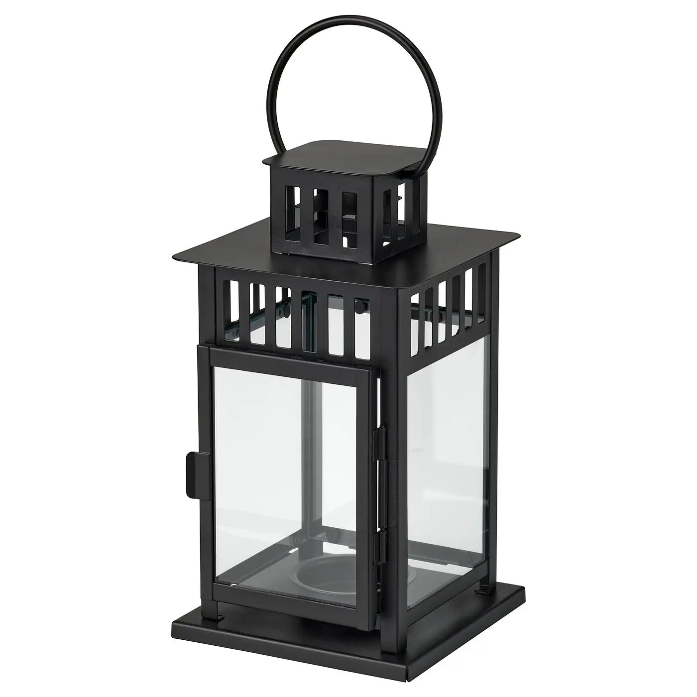 Фонарь IKEA BORRBY 306.088.55, для свечек, сталь/стекло, чёрный, 20x11x11 см