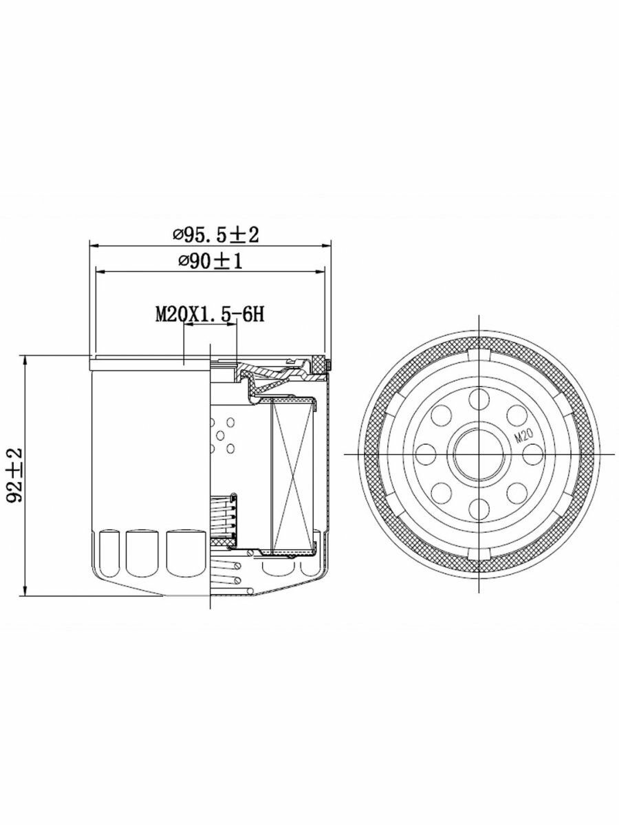 Фильтр масляный для Chery Tiggo T11 (05-)/FL (11-)/4 (17-)/Vortex Tingo (10-) 1.8i/2.0i 481H1012010 CARVILLE RACING CRL92082