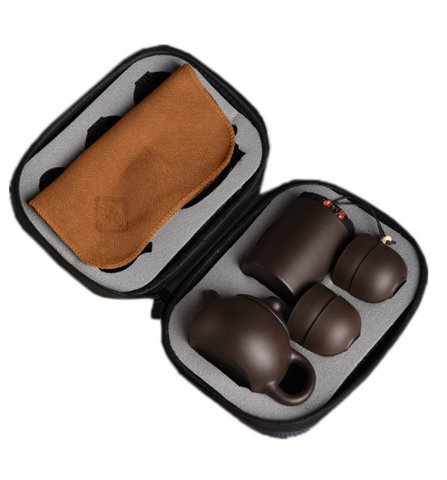 Чайный сервиз MyPads M-q-0012 из керамики с дорожной сумкой-чехлом, 4 чашки по 30 мл