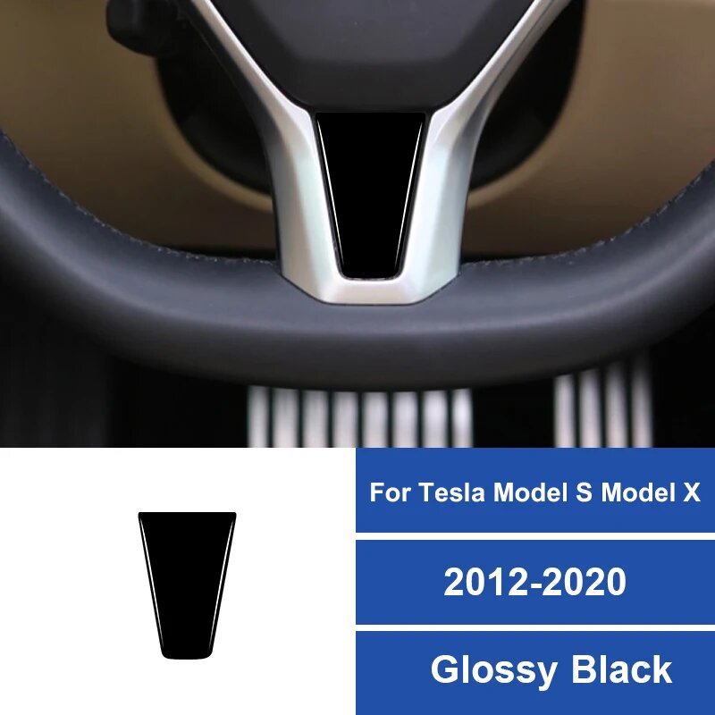 Декоративная наклейка на руль Glossy black для Tesla Model S Model X 2012-2020