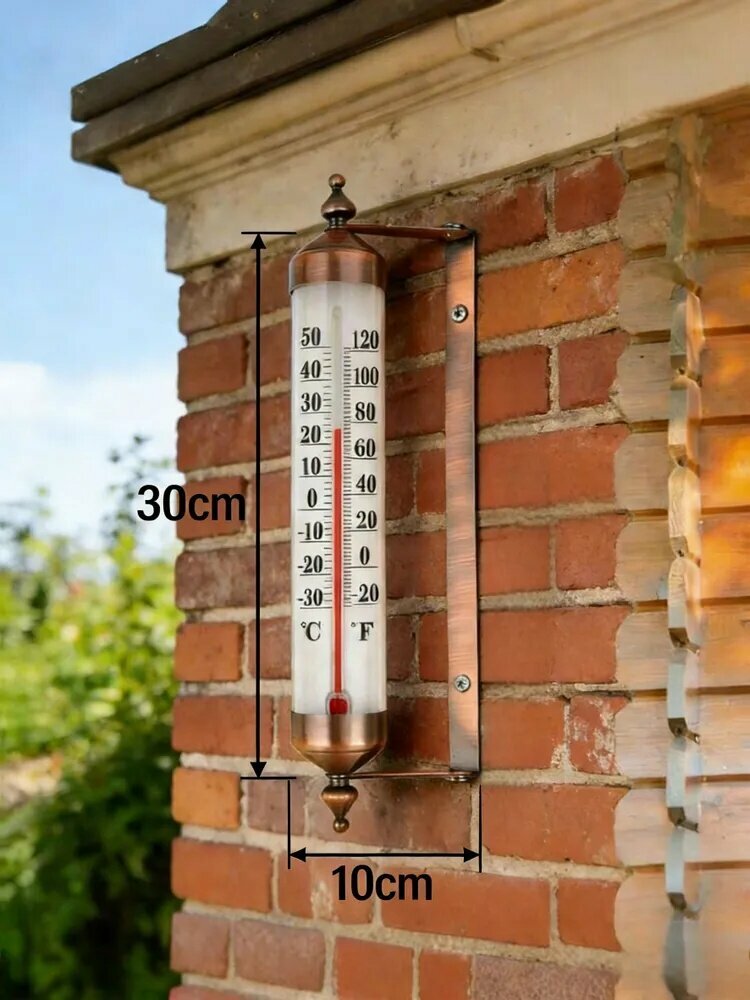 Термометр настенный уличный ZM1081, медный корпус, двойная шкала -30 C до +50 C