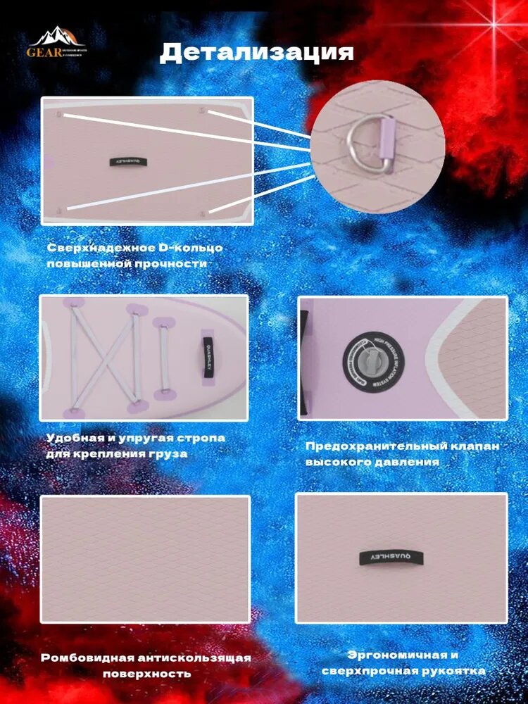 QUASHLEY SUP-доска для серфинга 335 см x 81 см, надувная, комплект с веслом, насосом и плавником — фото 1