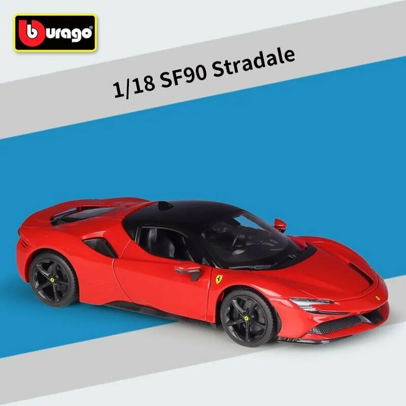 Масштабная модель Bburago 1:18, Ferrari SF90 Stradale, красная. Артикул #16015.