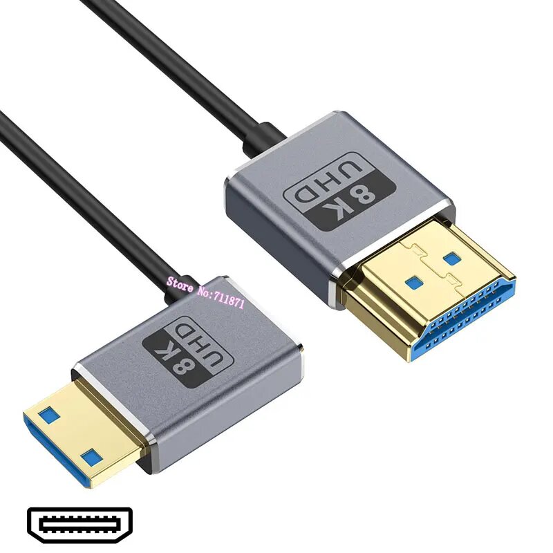 Кабель Mini HDMI - HDMI 2.1, 30cm, серый