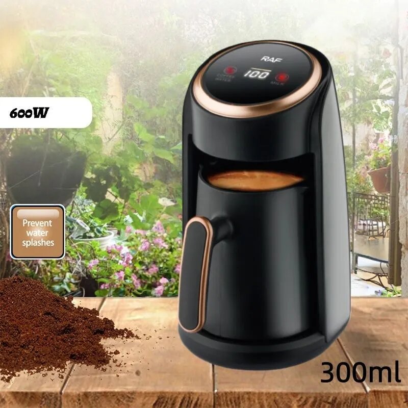 Турка для кофе RAF 300 мл, электрическая, 1 шт. Черная, с теплоизоляционной ручкой. Для приготовления кофе по-турецки