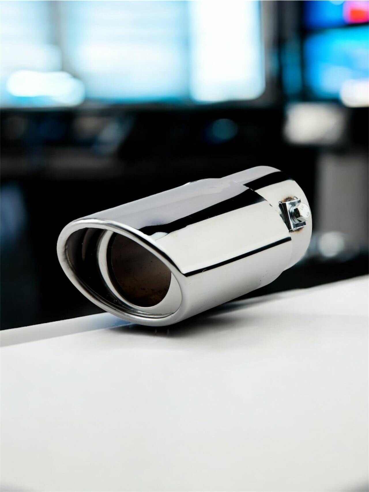 Насадка на глушитель универсальная 35-60 мм, нержавеющая сталь, с болтами крепления, хром