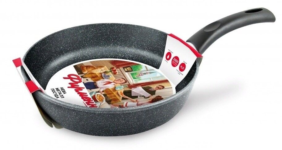 Сковорода Нева Металл Посуда Московская Фирменная 7824 с ручкой литой алюминий, антипригарное покрытие, 24см